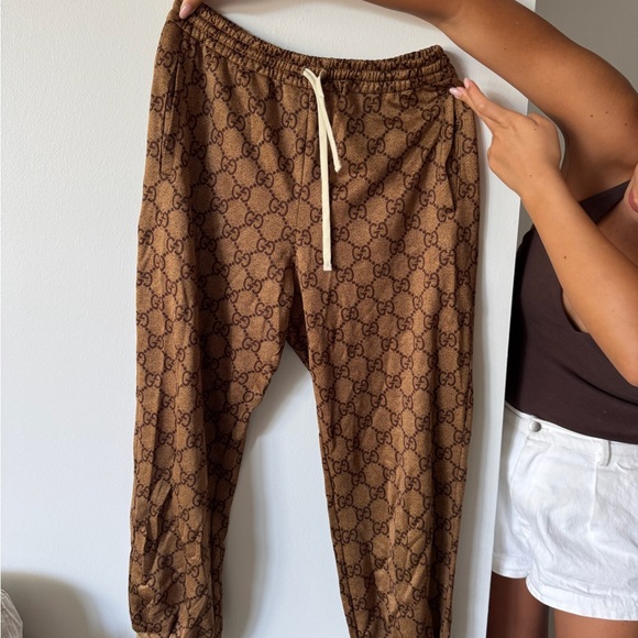 Gucci | Pants & Jumpsuits | Gucci Tan Monogram Track Pants | Poshmark